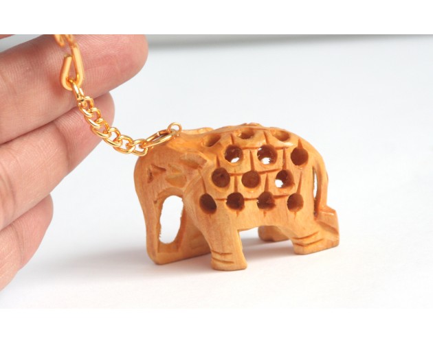 Wooden lattice Style carved Key Chain
