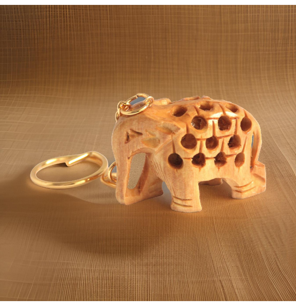 Wooden lattice Style carved Key Chain